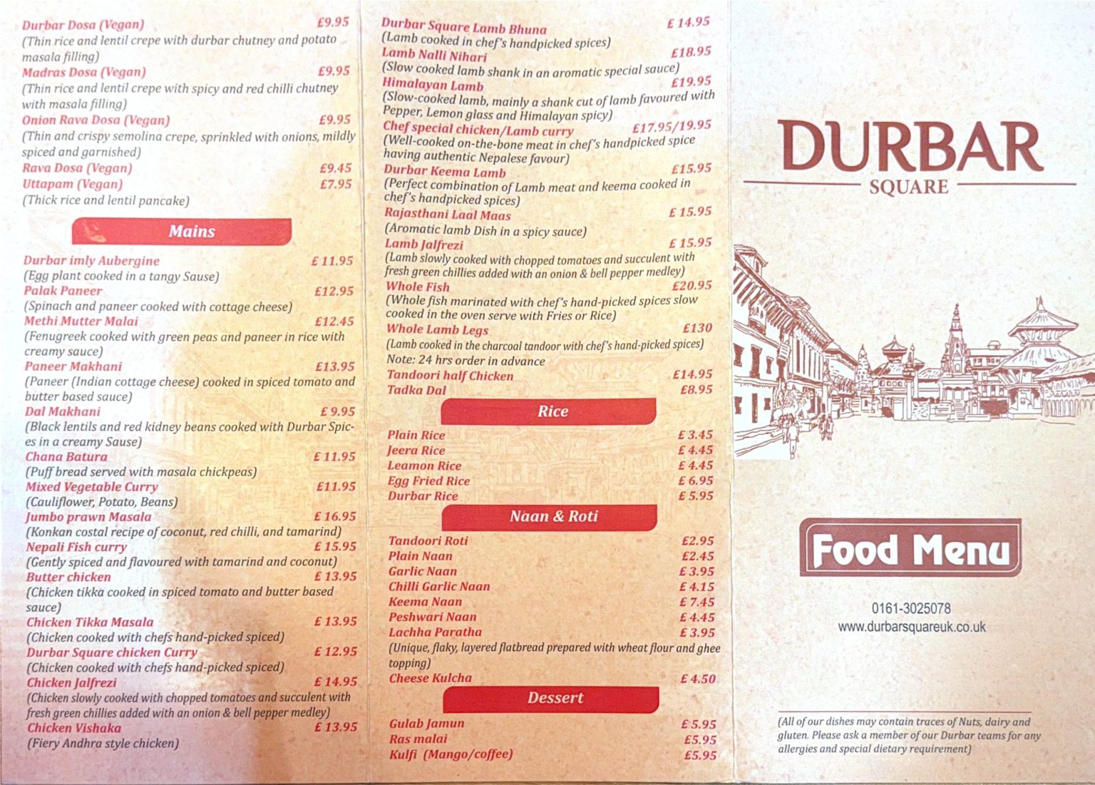 Durbar Square Food Menu | Indian & Nepalese Cuisine